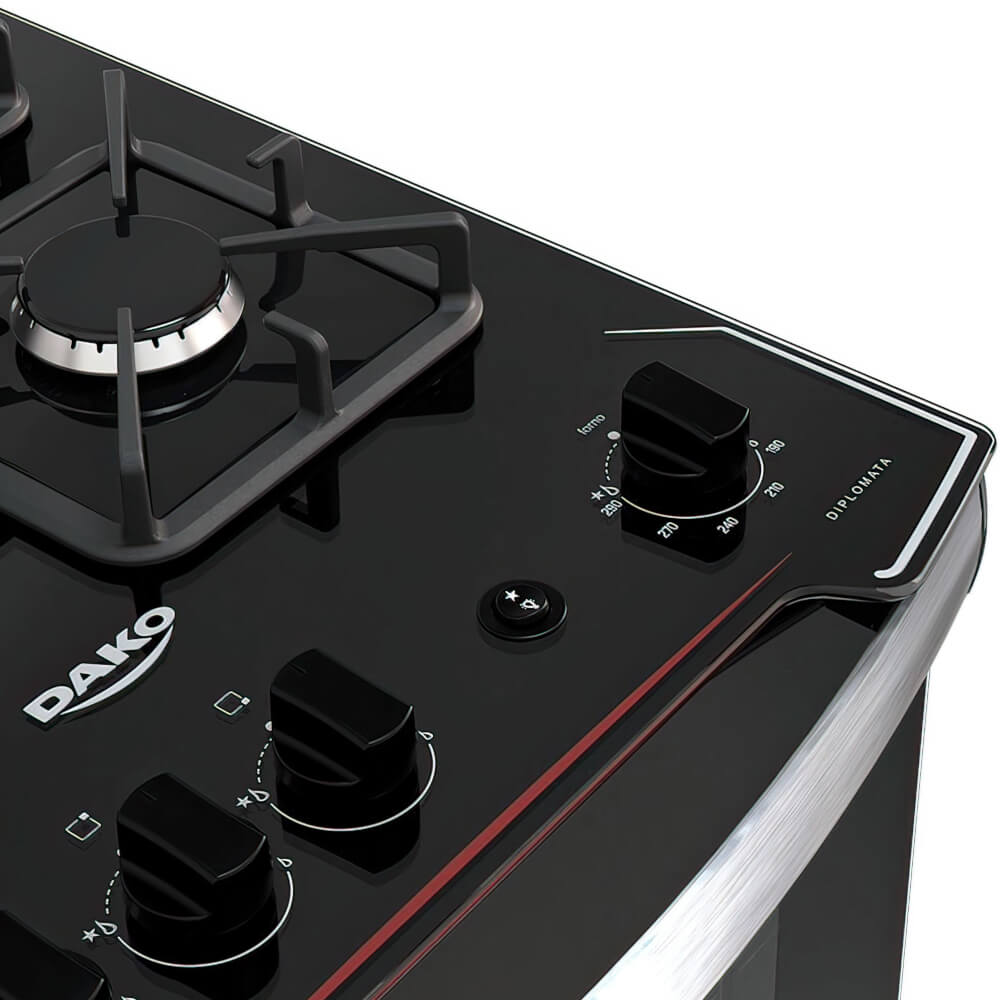 Fogao Dako 4 bocas Diplomata com Acendimento Automatico Preto - Moveis Linhares