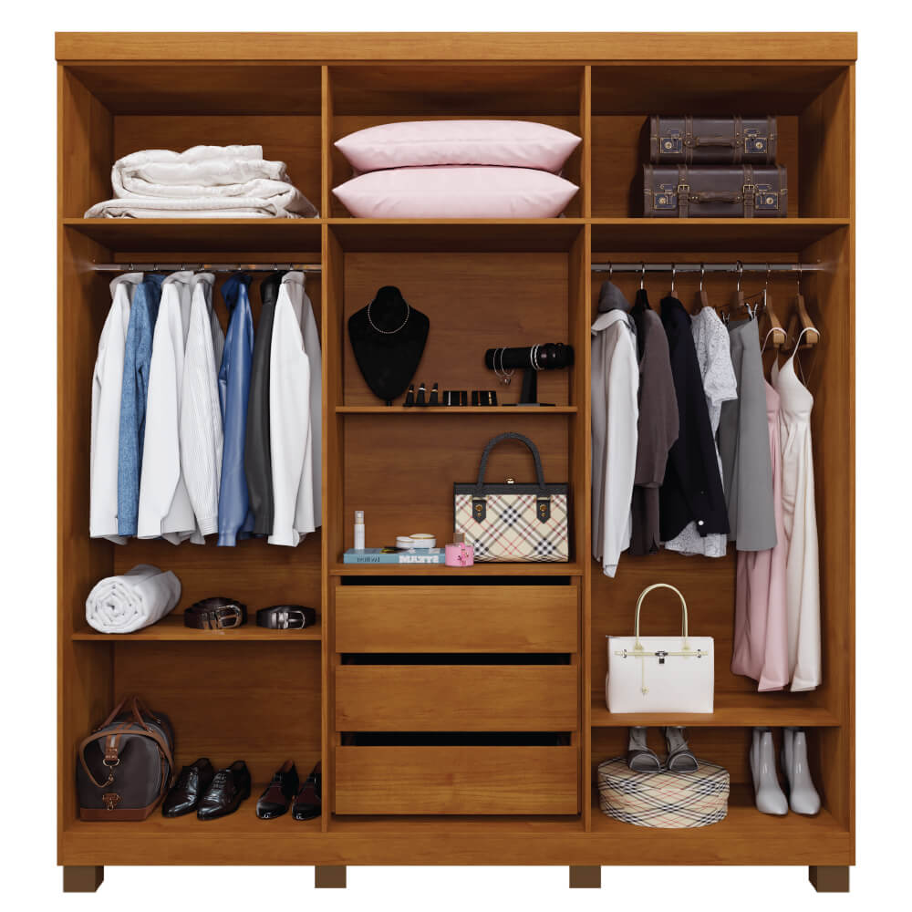 Guarda Roupas Milao Benetil 6 Portas e Gavetas Cinamomo - Moveis Linhares