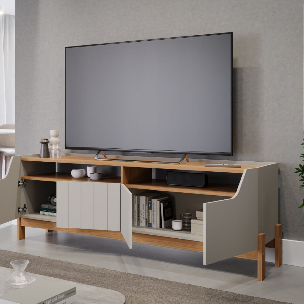 Painel Trend Bancada Moema Permobili para TV ate 70 polegadas Off White ...