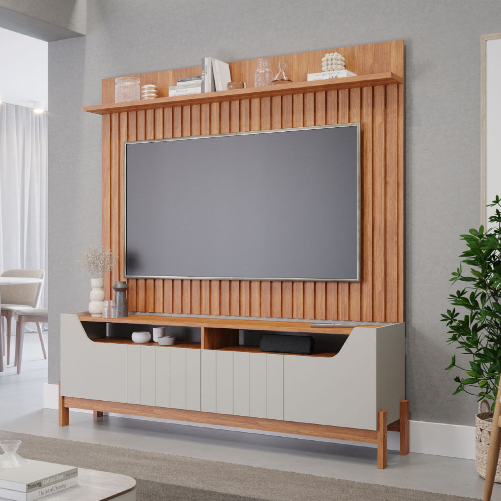 Painel Permóbili Trend + Bancada Permóbili Moema para TV de até 70 ...