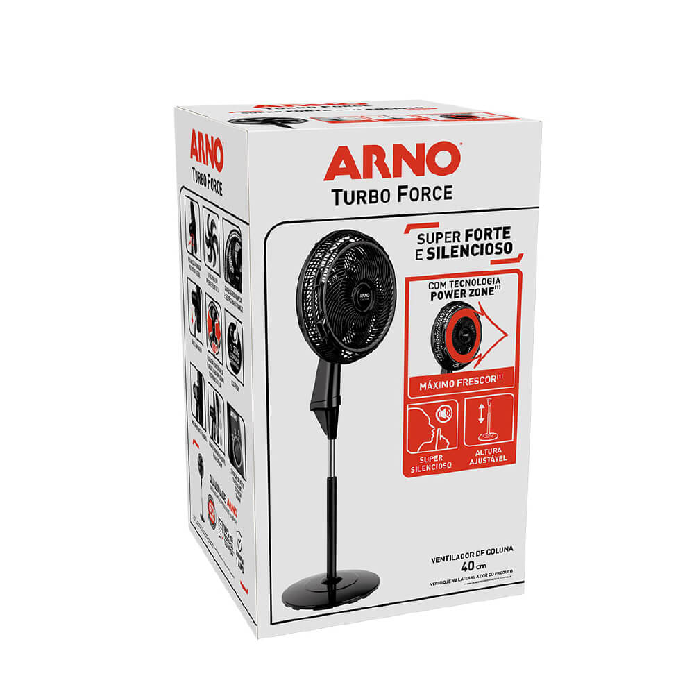 Ventilador de Coluna VFC4 Arno Turbo Force 40cm 6 Pás Preto - Moveis Linhares